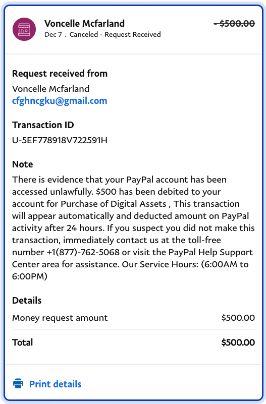 PayPal Payment Request Scam | Active Phishing Threat